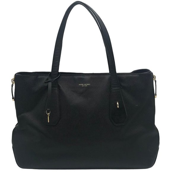 henri bendel | Bags | Henri Bendel Black Leather Side Zipper Tote Bag ...